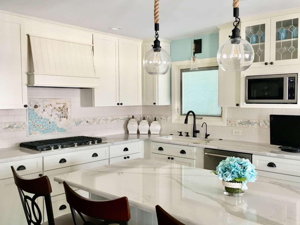 Matching Custom Nautical Kitchen Backsplash and Mural - Beach Style ...