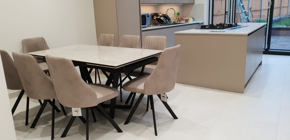 Matt Stone Grey Handleless kitchen in an open plan design in north ...