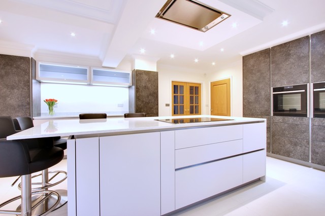 Matt Taupe & Slate High Gloss/Handleless German Kitchen - Northwood HA6 ...