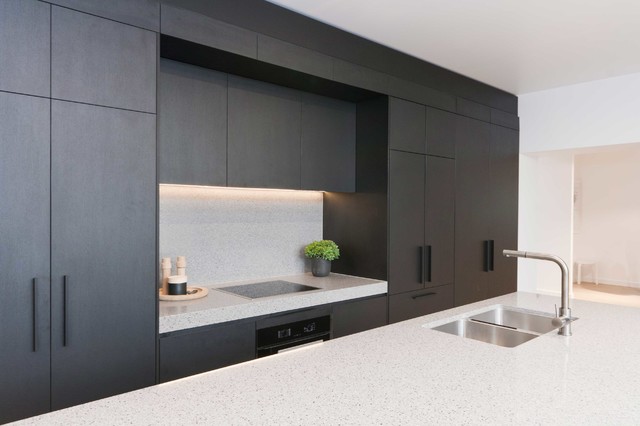 Matte Black Timber Grain - Contemporary - Kitchen - Sydney - by Premier ...