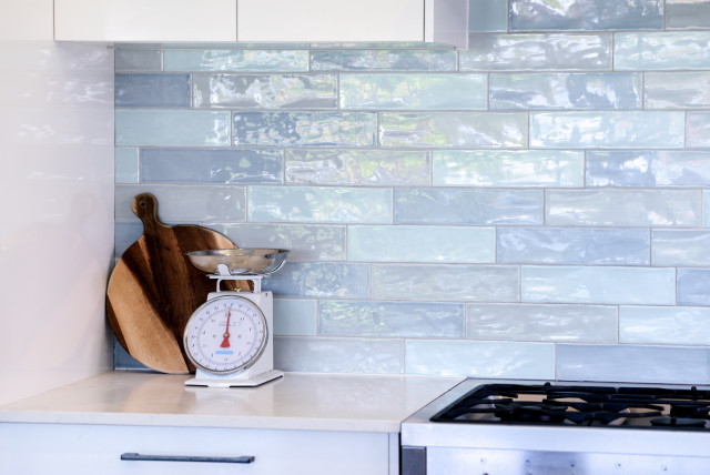 Coastal Kitchen with blue tiled splashback - Modern - Kitchen - Sydney ...