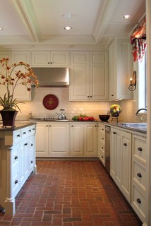 Brick kitchen floor store