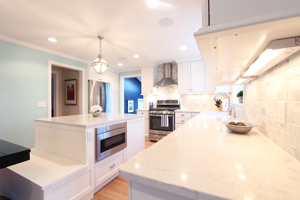 Microwave Drawer In White Island - Transitional - Kitchen - Other - by ...