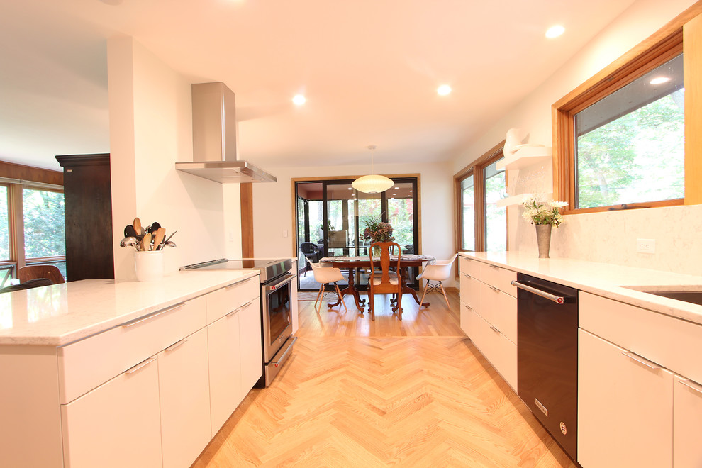 Mid Century Modern House Gets New White Kitchen - Modern - Kitchen ...