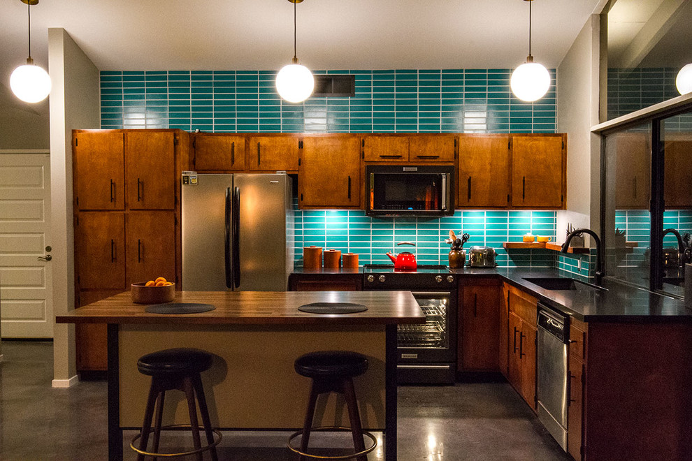 Mid-Century Modern Kitchen Backsplash - Midcentury - Kitchen ...