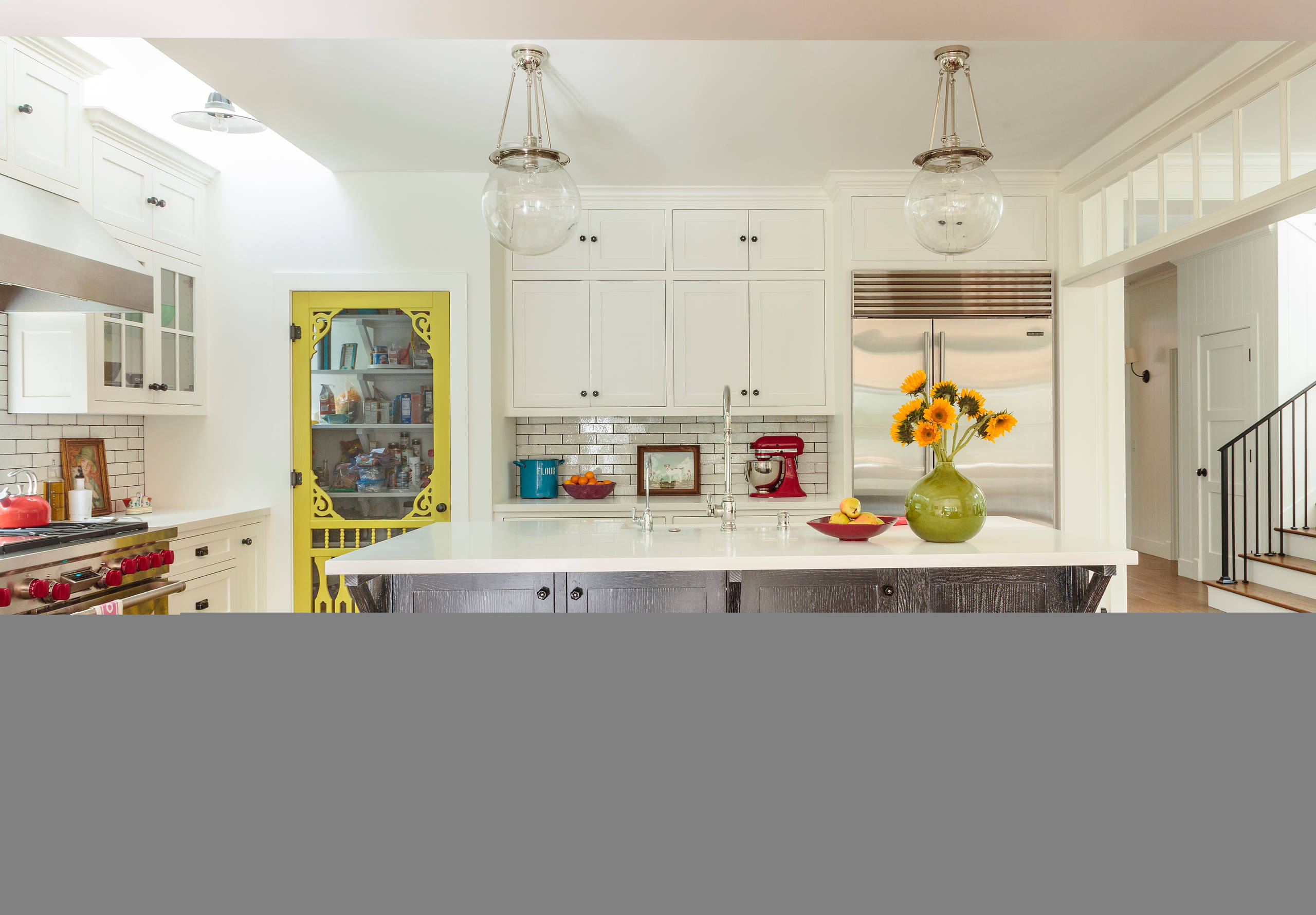 Yellow Pantry Door Steals the Show in a Modern Farmhouse Kitchen
