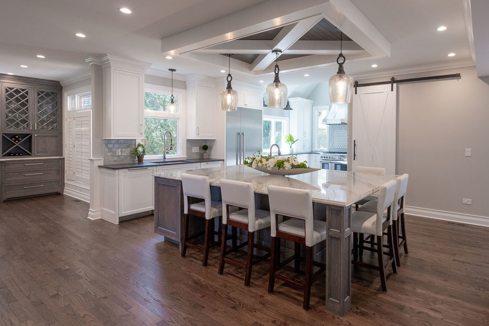 Modern Farmhouse Kitchen and Home Bar - Farmhouse - Kitchen - Chicago ...