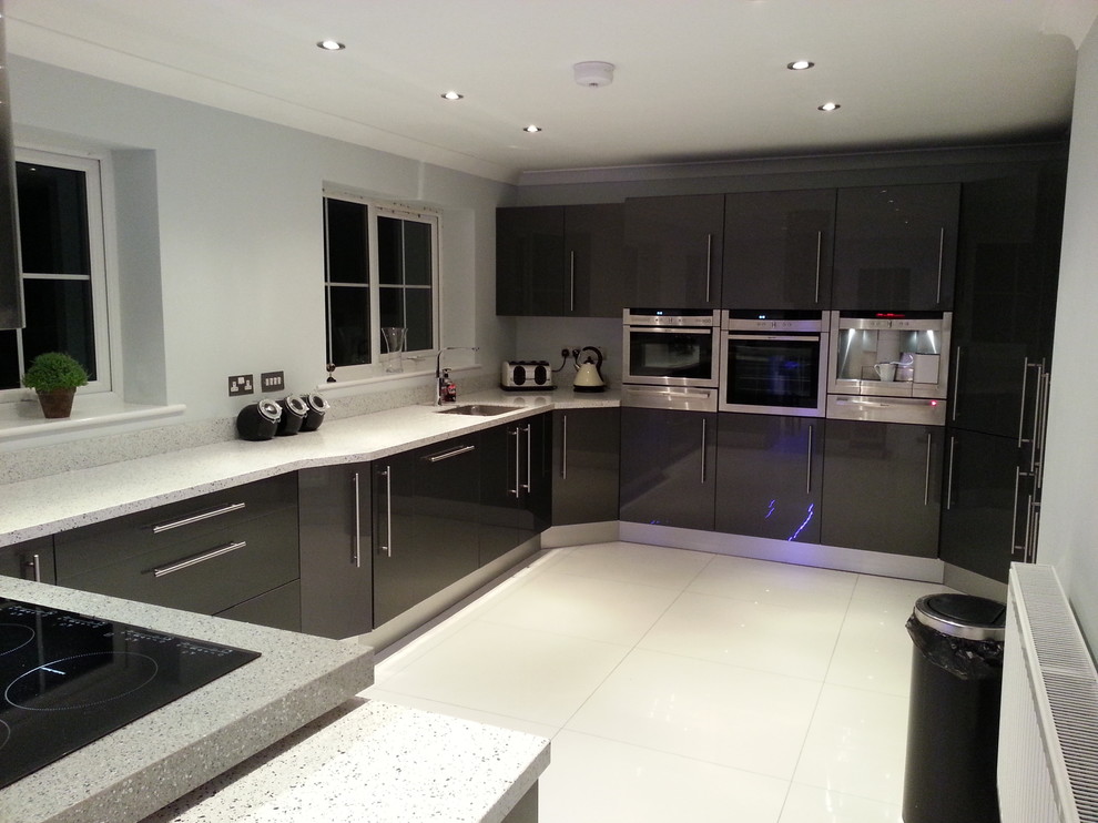 Modern Gloss Slab kitchen In Griphite - Modern - Kitchen - Other - by ...