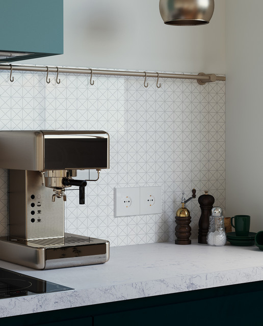 Modern Kitchen Backsplash Triangular Porcelain Mosaic Tile - Modern ...