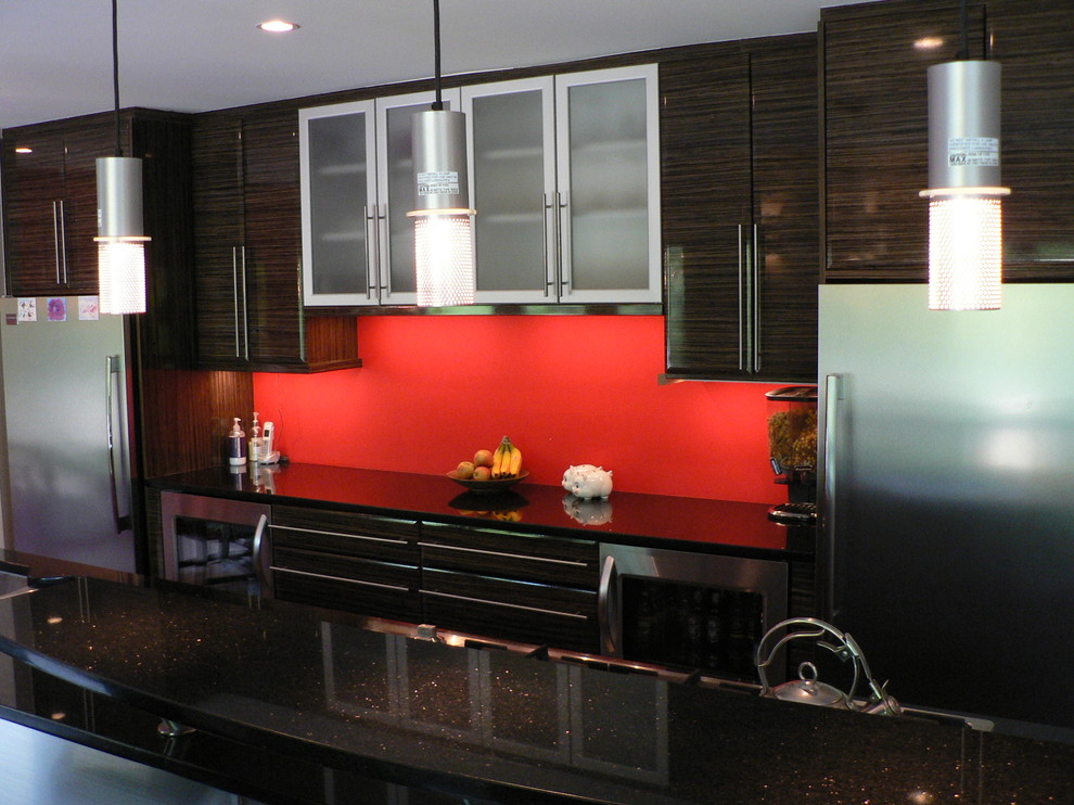 Modern Kitchen - Gloss Red & Dark Zebra - Modern - Kitchen - DC Metro ...