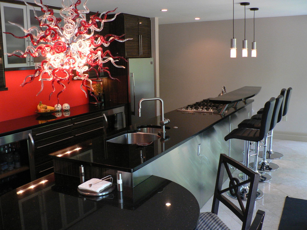 Modern Kitchen - Gloss Red & Dark Zebra - Modern - Kitchen - DC Metro ...