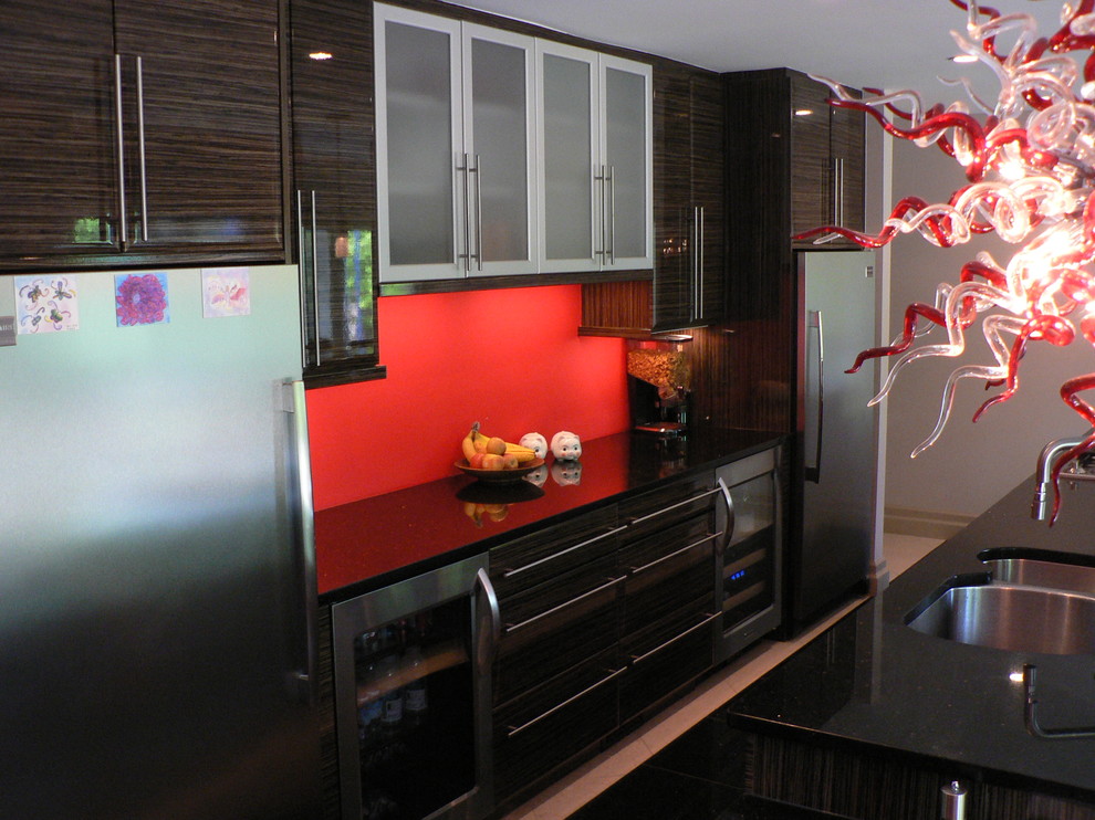 Modern Kitchen - Gloss Red & Dark Zebra - Modern - Kitchen - DC Metro ...