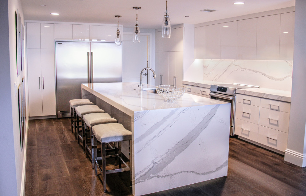 Modern Kitchen Update Done in Acrylic White - Modern - Kitchen ...