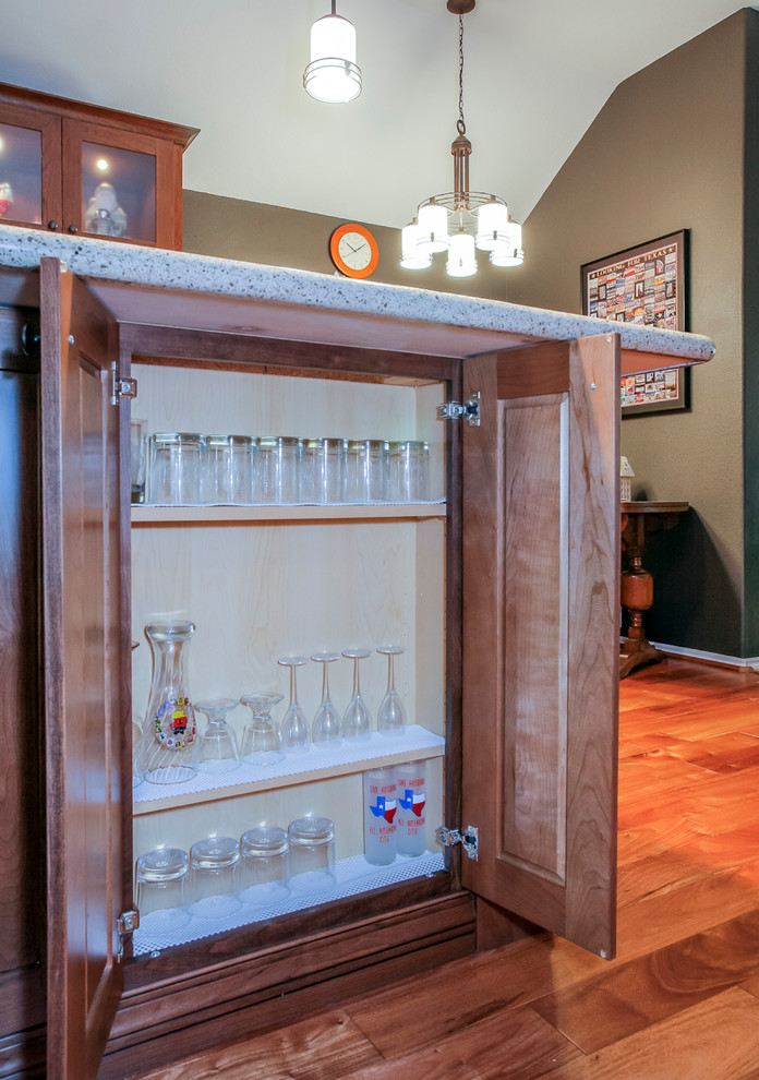 Modern kitchen with display cabinets and custom bench - Modern ...
