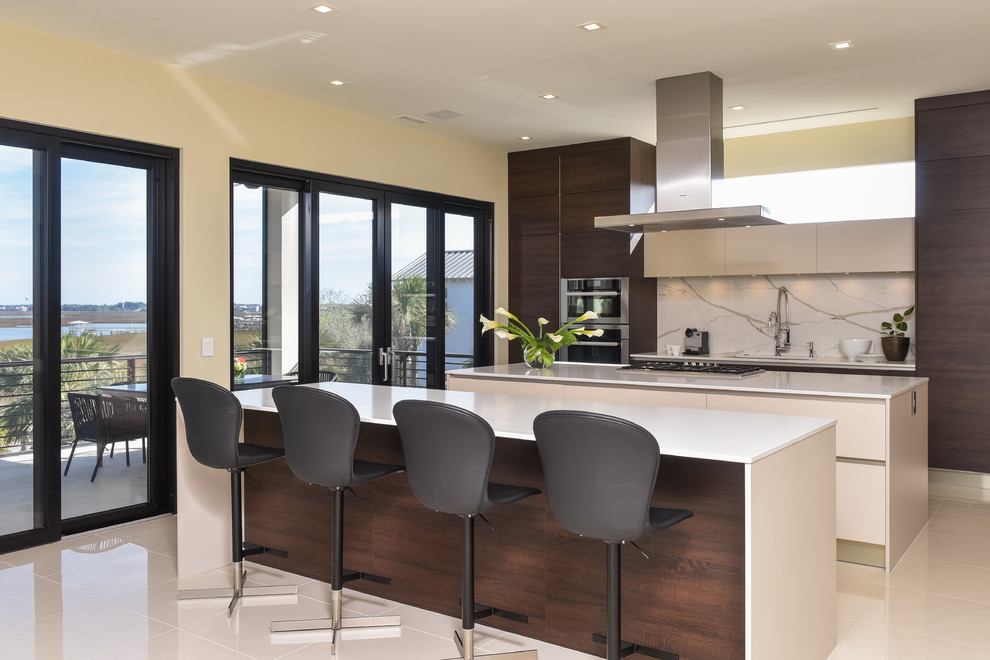 Modern Kitchen with Double Island - Contemporary - Kitchen - Charleston ...
