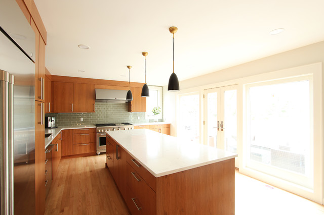 Modern Kitchen with Flat Cherry Cabinets and Torquay Countertop ...