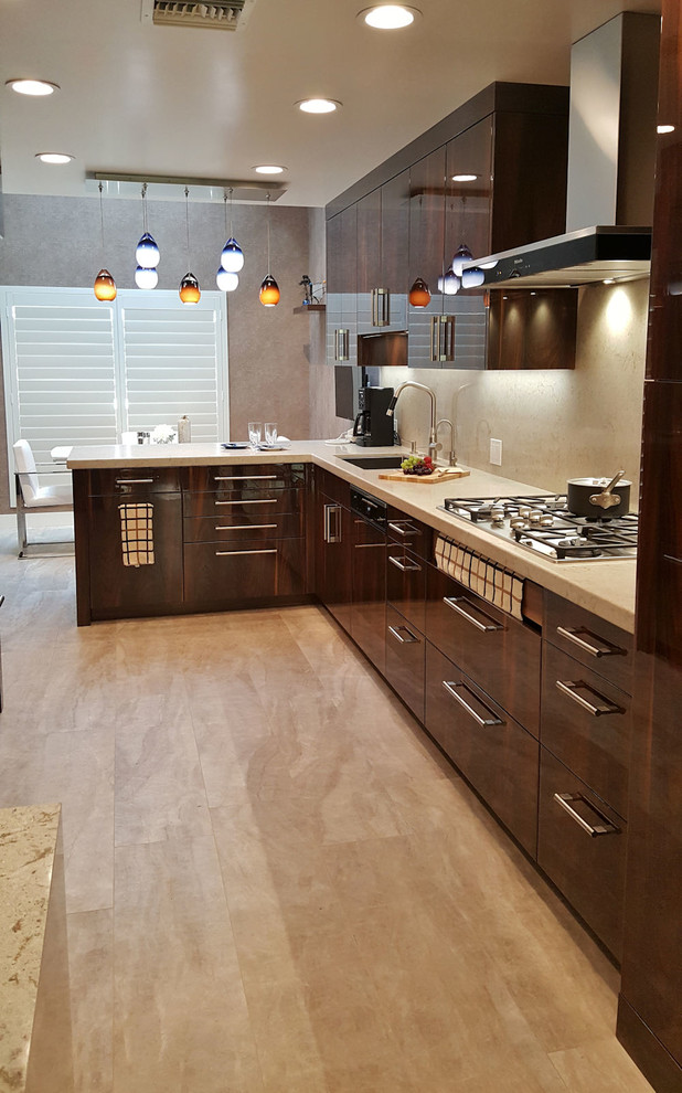 Modern Kitchen with Flat-Panel Cabinets Marina del Rey, CA 02 - Modern ...