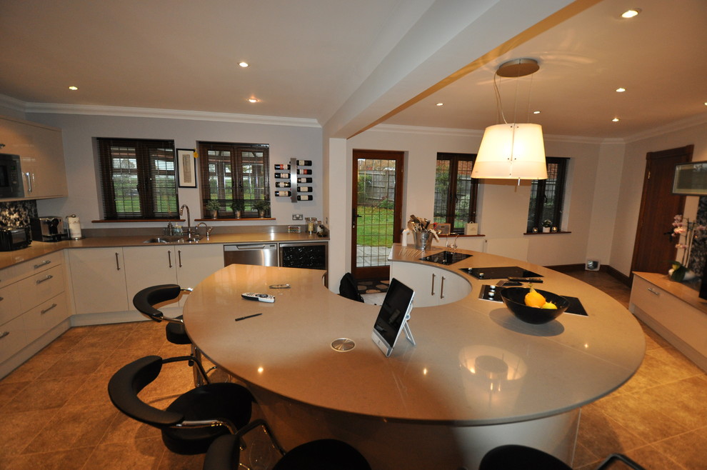 Modern kitchen with horse shoe island - Modern - Kitchen - Kent - by ...