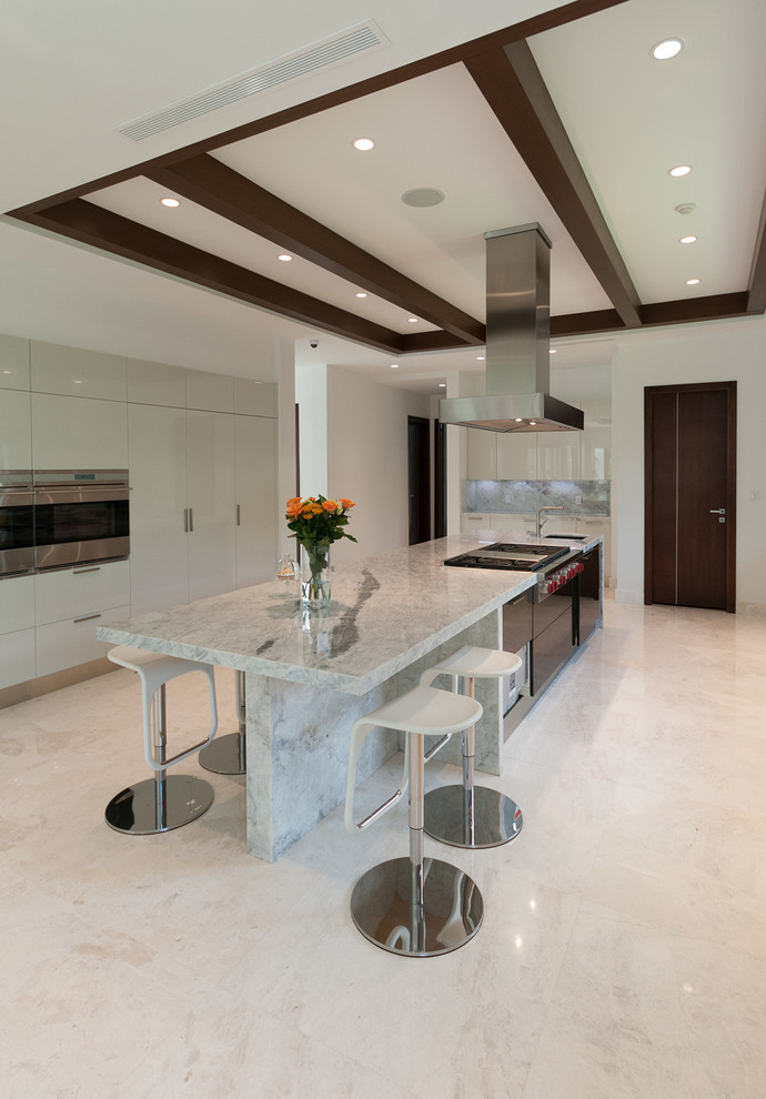 Modern Mosa White Marble Home - Contemporary - Kitchen - Miami - by ...