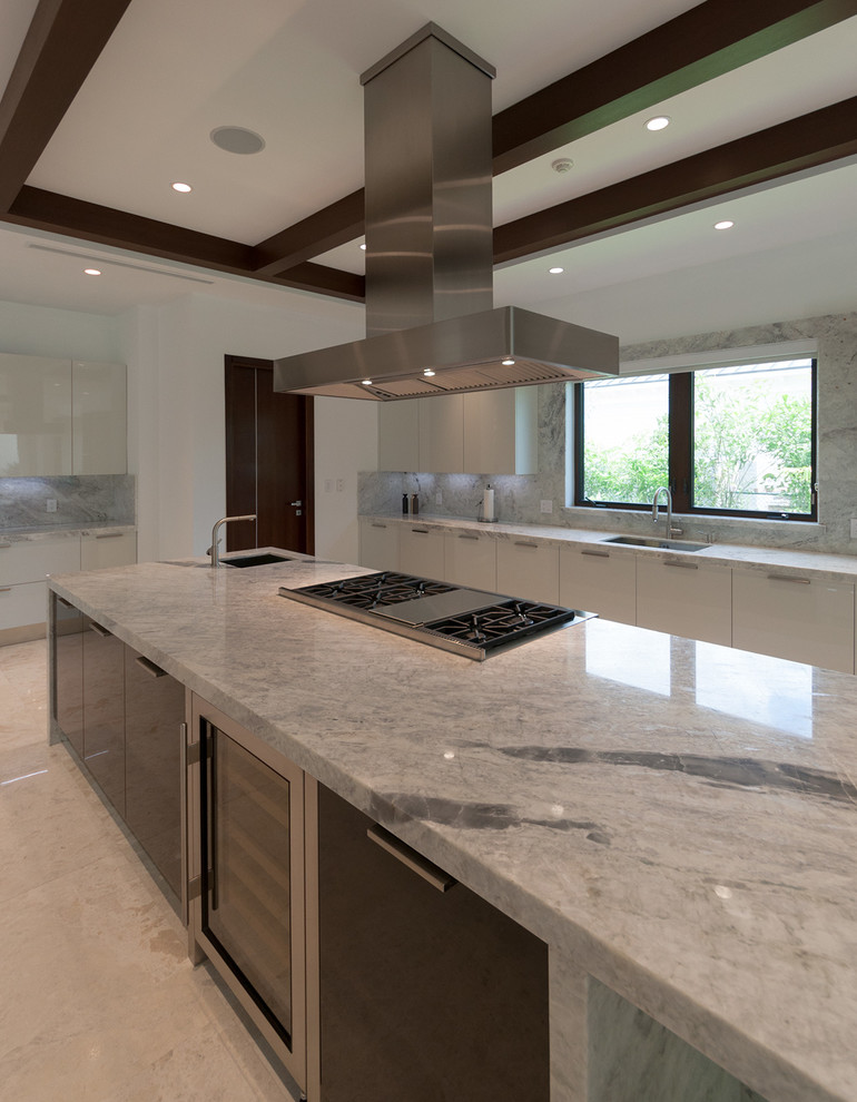 Modern Mosa White Marble Home - Contemporary - Kitchen - Miami - by ...