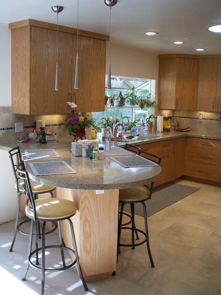 Modern Oak Flat Panel Kitchen - Modern - Kitchen - Los Angeles - by ...