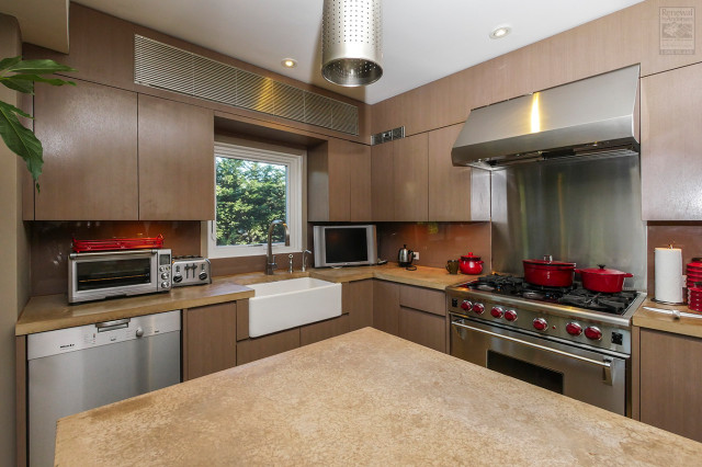 Modern Retro-Style Kitchen with New Awning Window - Kitchen - New York ...