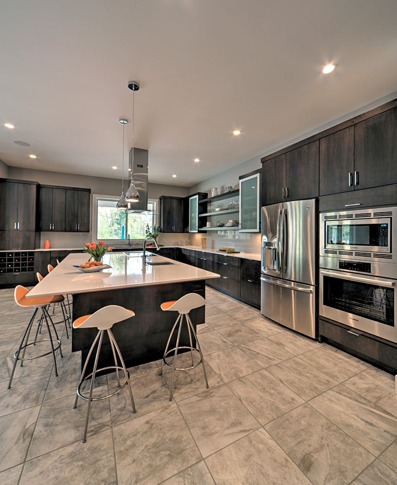 Modern Simplicity - Kitchen view from hallway - Contemporary - Kitchen ...