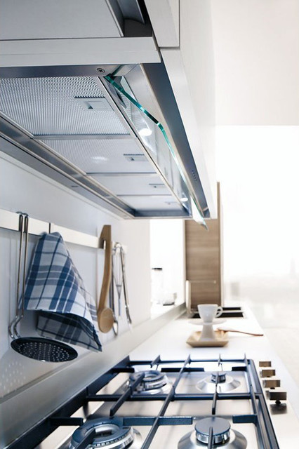 Modern single wall kitchen with light wood cabinets - Modern - Kitchen ...