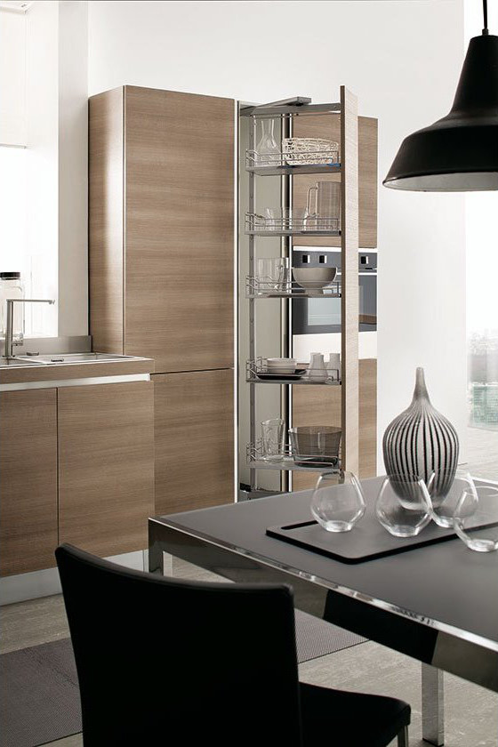 Modern single wall kitchen with light wood cabinets - Modern - Kitchen ...