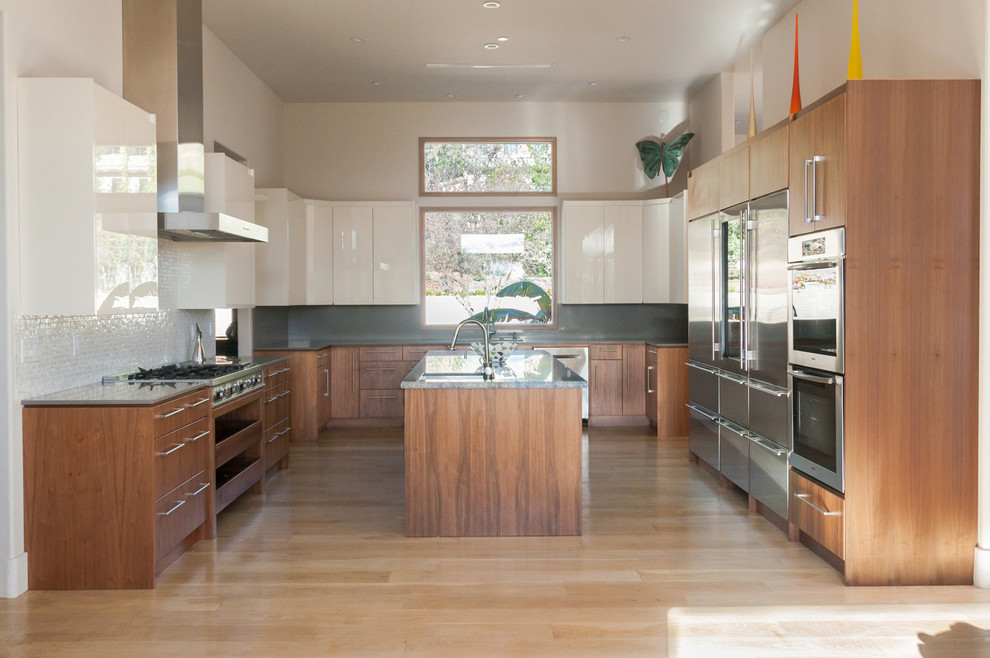 Modern Walnut & White Kitchen - Modern - Kitchen - Los Angeles - by ...