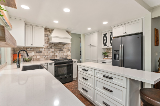 Modern White and Rustic Kitchen and Beverage Center - Rustic - Kitchen ...