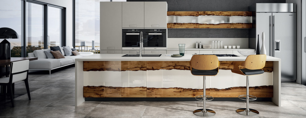Modern white kitchen with live edge cabinets - Modern - Kitchen - Miami ...