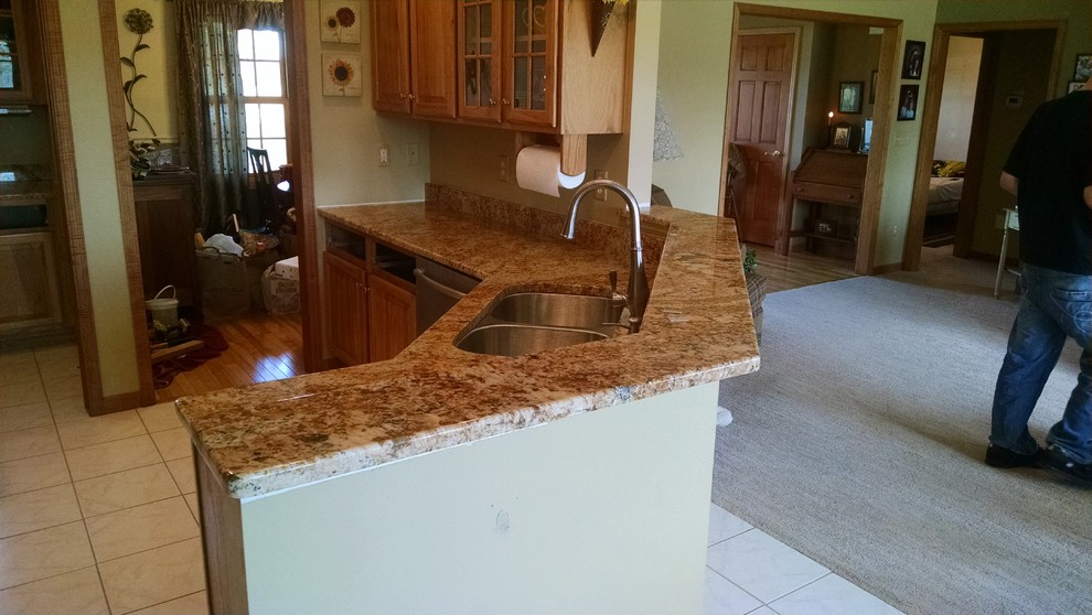 Mosinee, WI - Kitchen Update Golden Ice Granite tops - Traditional ...