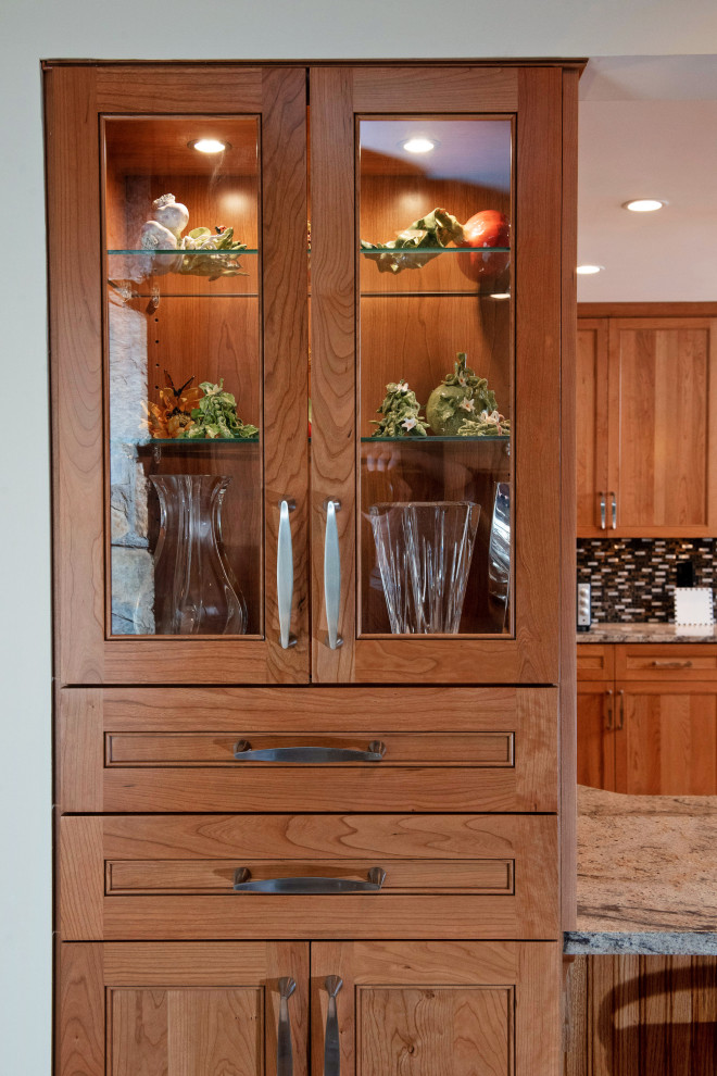 Natural Cherry Kitchen with Glass Doors in Great Falls, VA ...