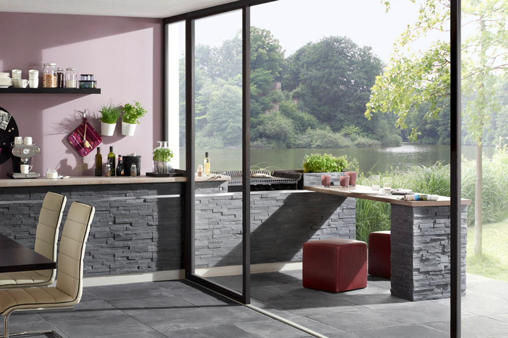 Natural stone wall panels, Stone Design Canyon charcoal - Contemporary ...