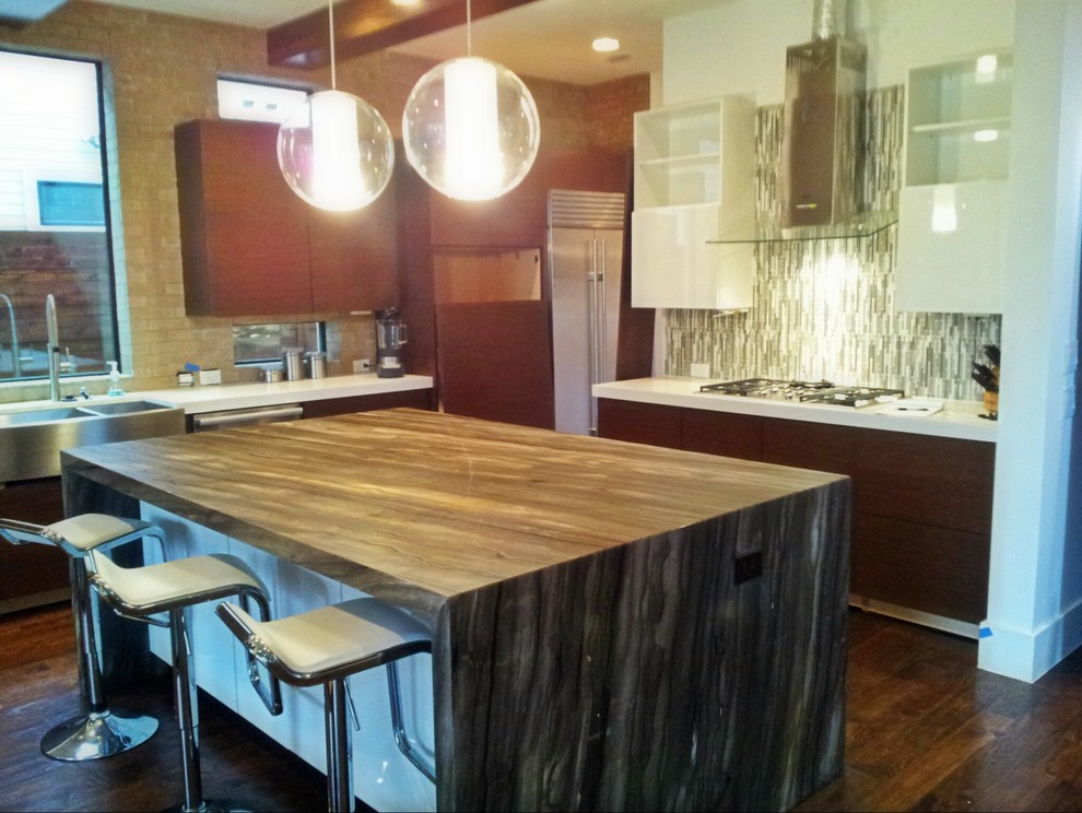 Natural Stone- Waterfall Edge - Contemporary - Kitchen - Dallas - by ...