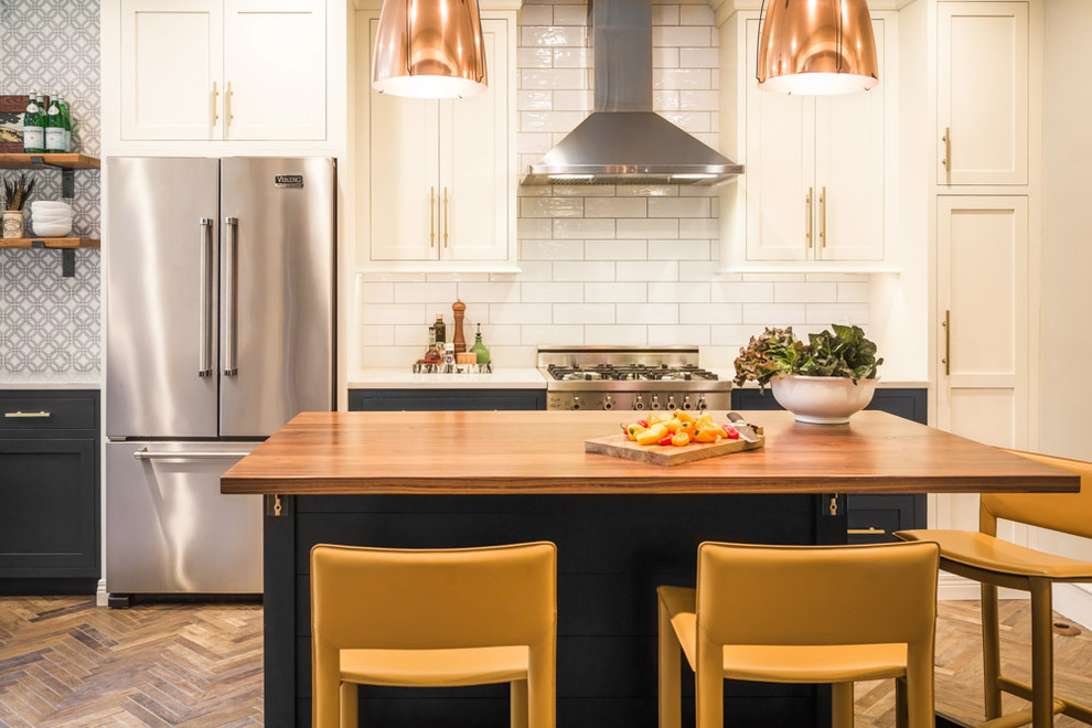 Navy and white Kitchen with Copper - Contemporary - Kitchen - St Louis ...