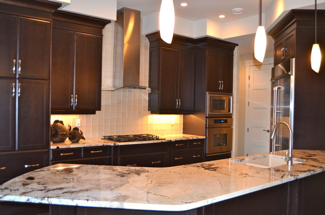 New Custom Maple Cabinets...dark stain - Traditional - Kitchen ...