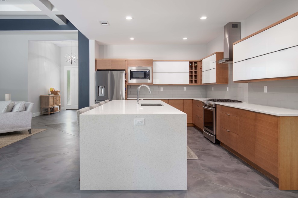 New Modern Kitchen Done in a Praline Stain - Modern - Kitchen - Miami ...