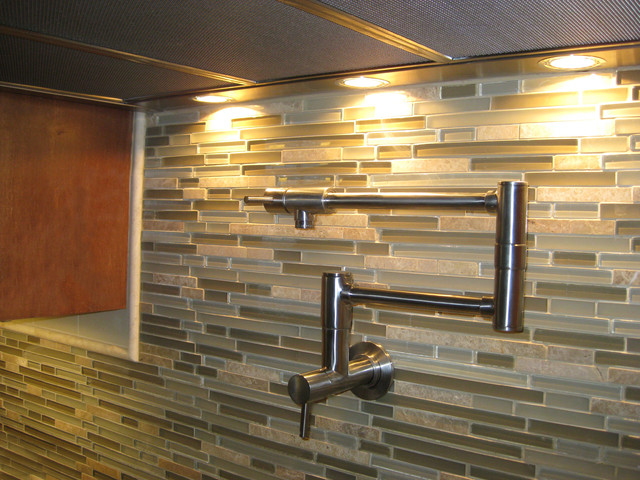 New Mosaic Tile Backsplash with Pot Filler Faucet and Venthood ...