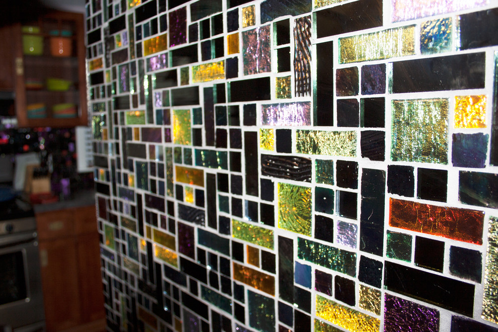 New York Residence: Dichroic Glass Tile Kitchen Backsplash - Craftsman ...
