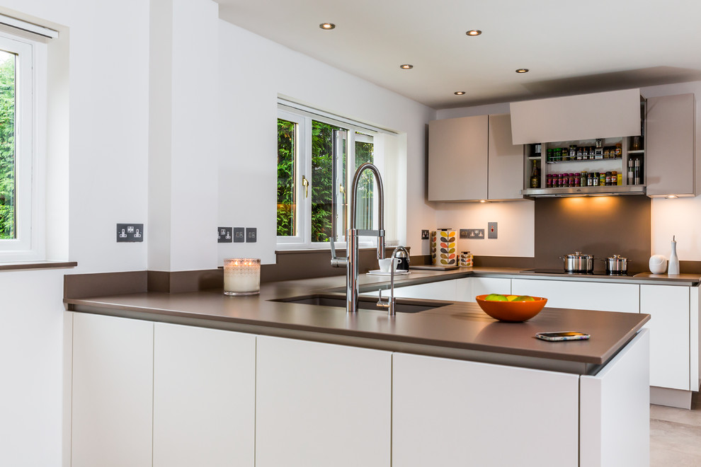 Nobilia Handless White & Sand Matt finish Kitchen with perfect storage ...