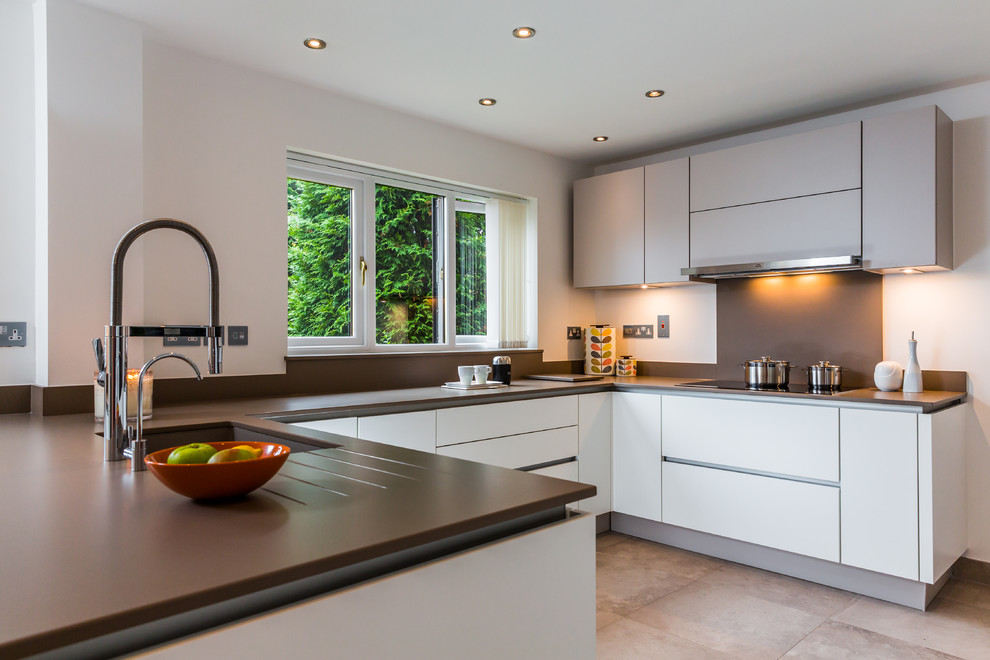 Nobilia Handless White & Sand Matt finish Kitchen with perfect storage ...