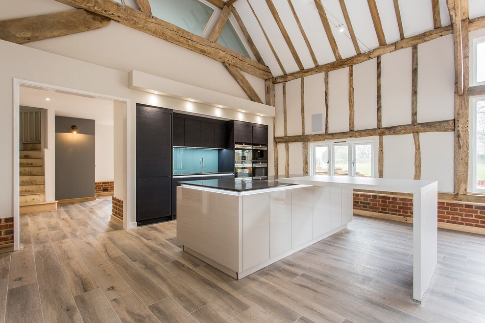 NOLTE FURNIER WALNUT AND GLASS SAHARA HANDLELESS KITCHEN - Contemporary ...