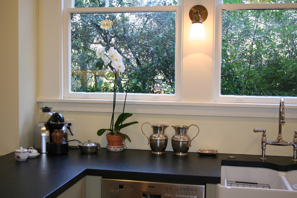 Note the sconce mounted between the windows - Traditional - Kitchen ...