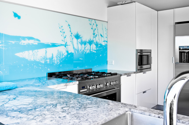 NZ Flax bar and kitchen splashback - Contemporary - Kitchen - Auckland ...