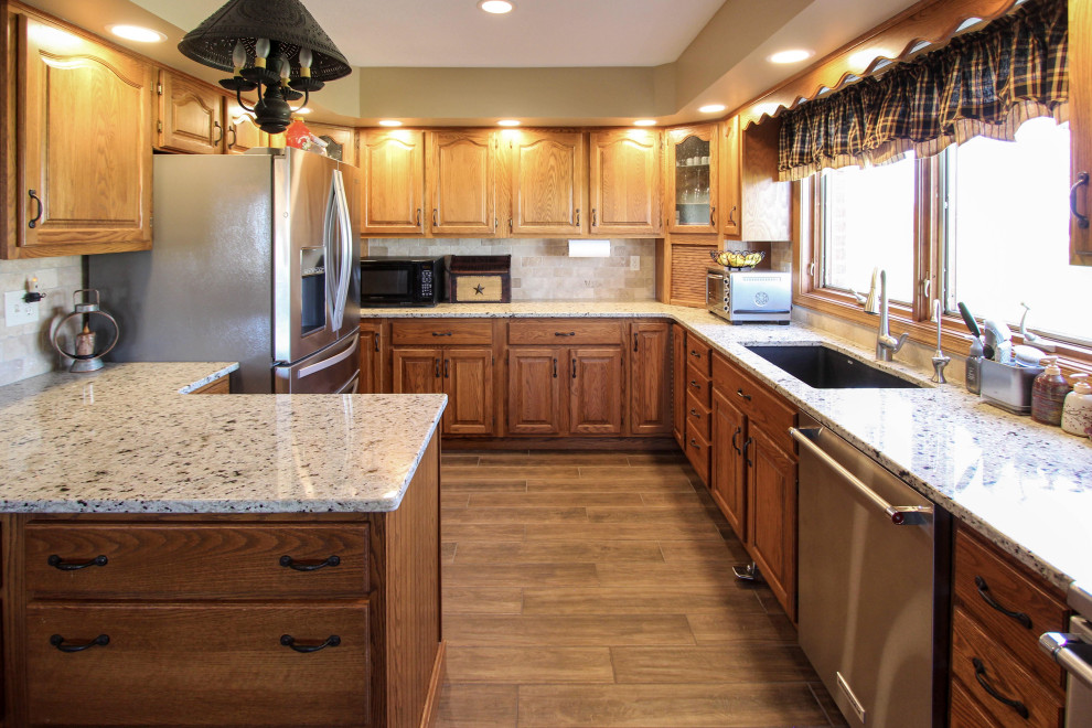 Oak Country Kitchen Update Reusing Existing Cabinetry and Adding Color ...