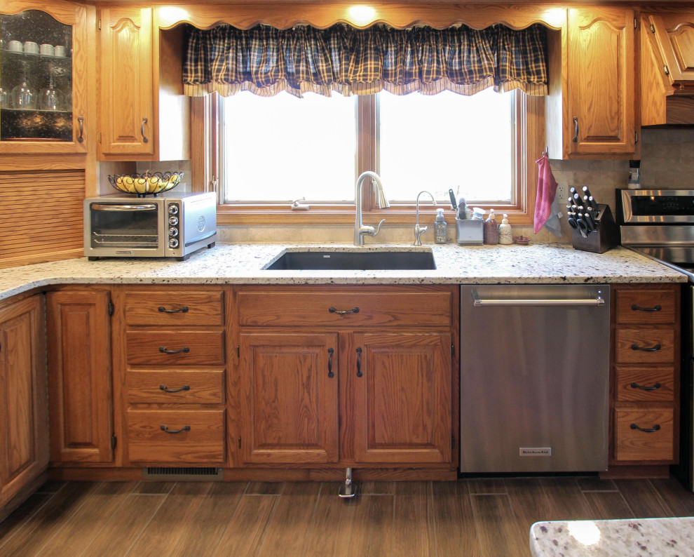 Oak Country Kitchen Update Reusing Existing Cabinetry and Adding Color ...