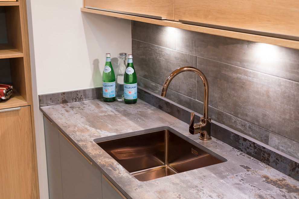 Oak slab door with inset handles - Contemporary - Kitchen - Other - by ...