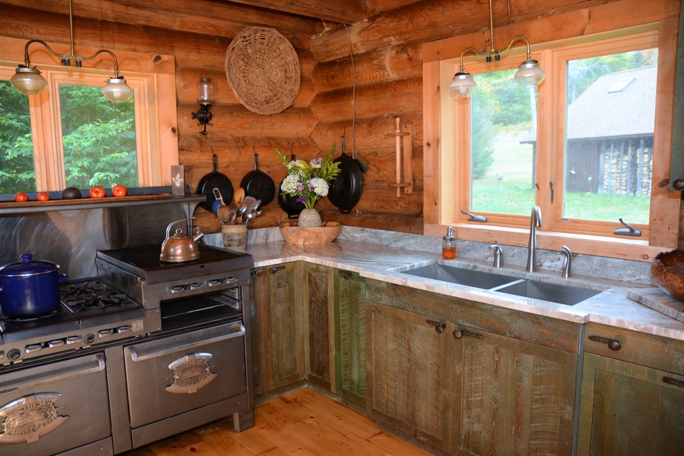 Off-the-grid Adirondack Rustic kitchen - Rustic - Kitchen - New York ...